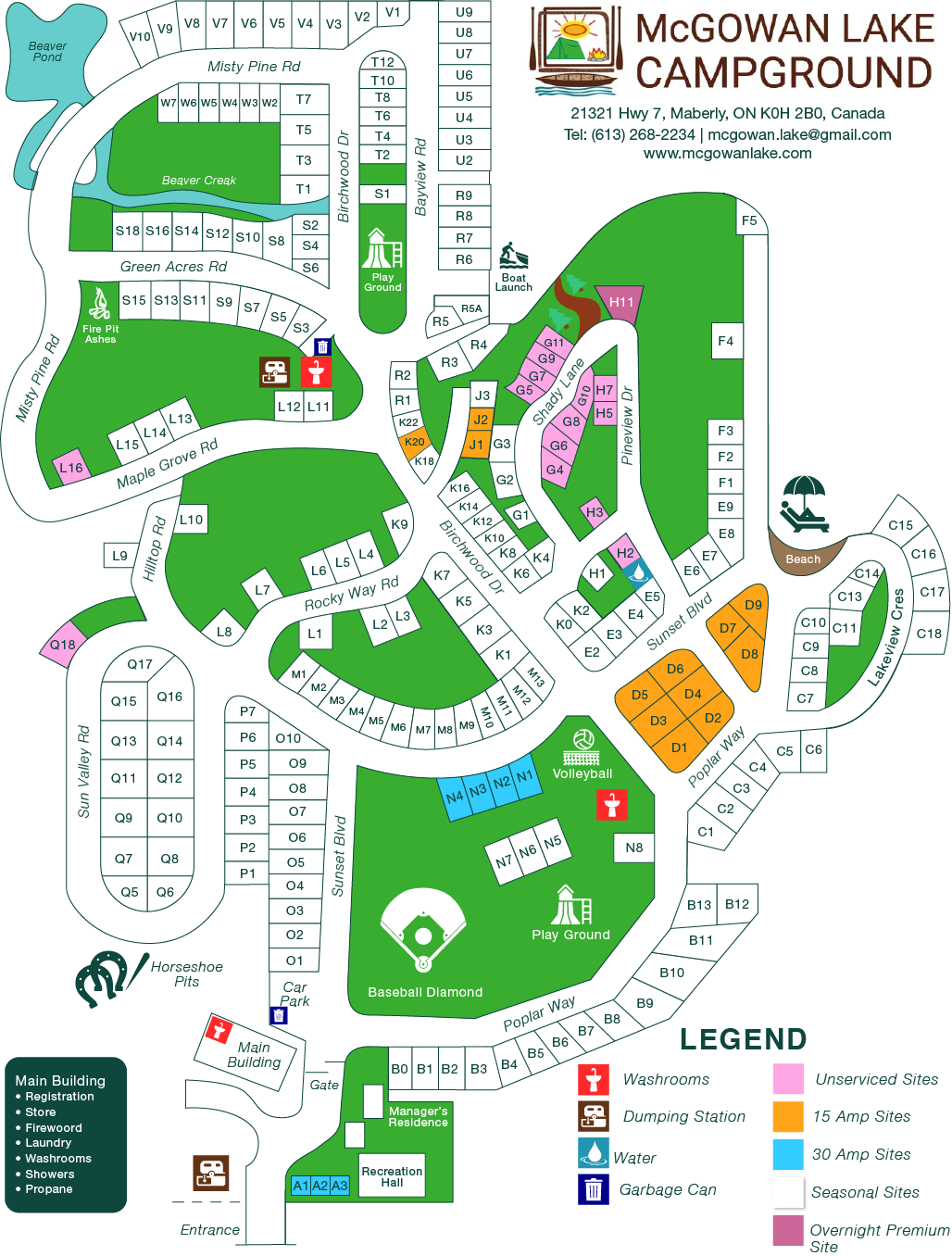 Site Map | McGowan Lake Campground